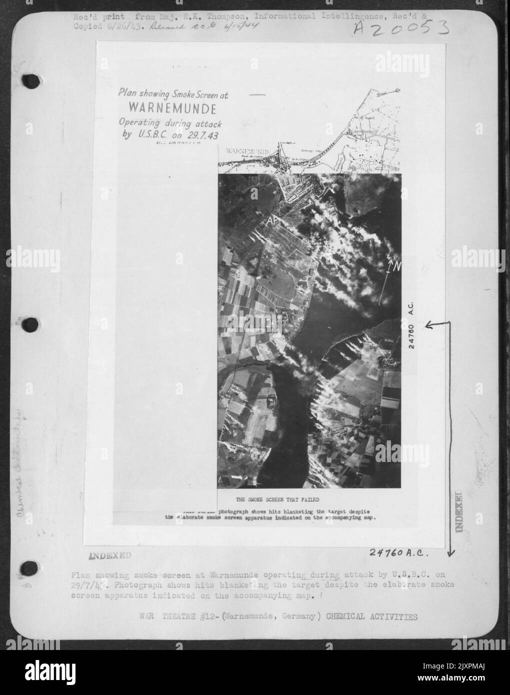 Plan showing smoke screen at Warnemunde operating during attack by U.S ...