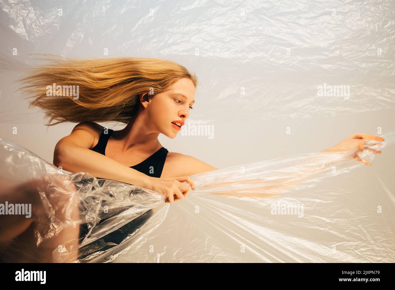 art portrait female power aspiration woman flying Stock Photo - Alamy