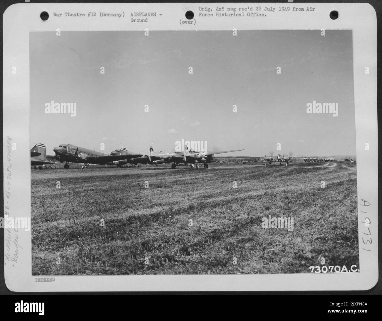 Lockheed P-38S Roll Down The Stirp For Take Off From An Airfield ...