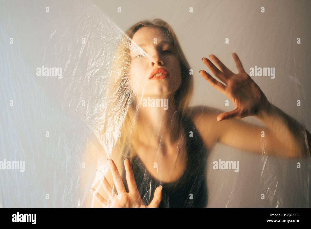 female rights defocused art portrait trapped woman Stock Photo - Alamy