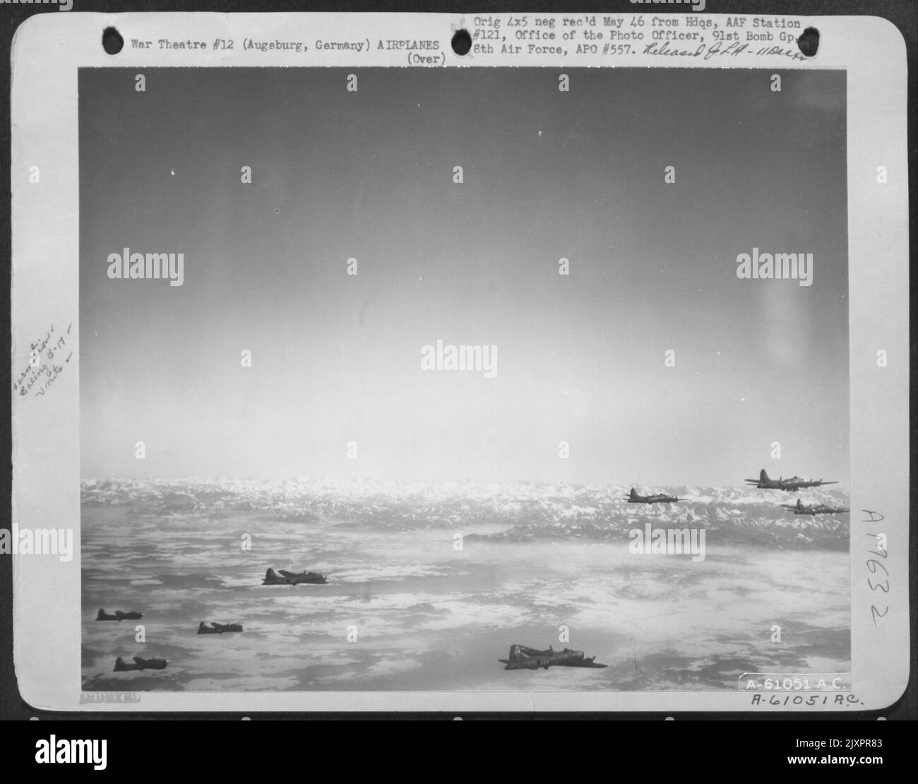 A Formation Of Boeing B-17 Flying Fortresses Of The 91St Bomb Group ...