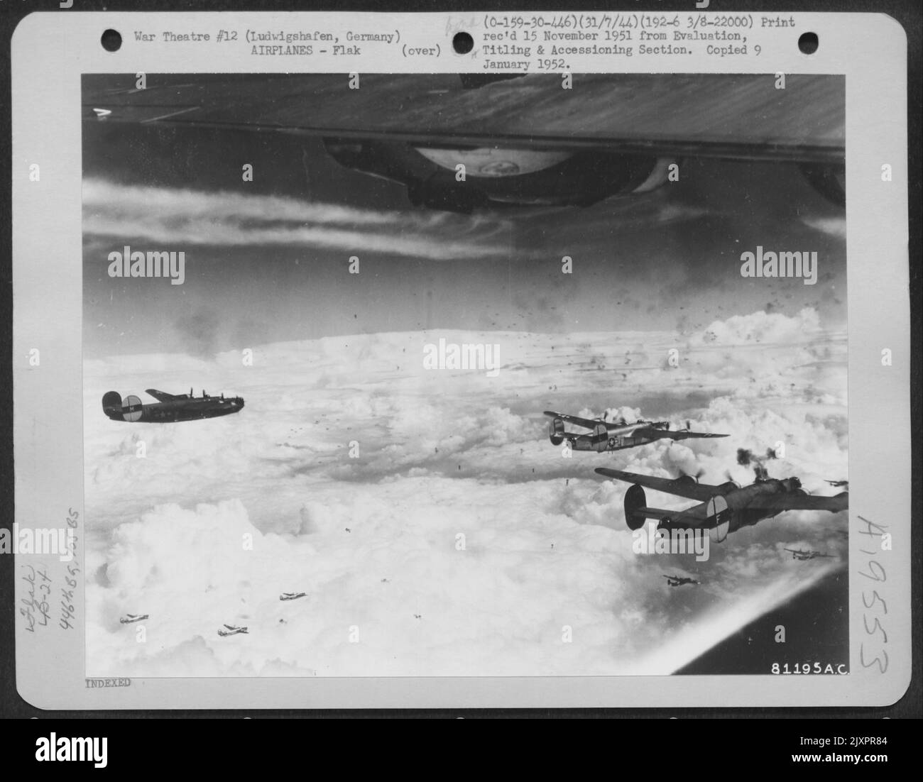 Consolidated B-24S Of The 8Th Air Force Encounter Heavy Flak During A ...