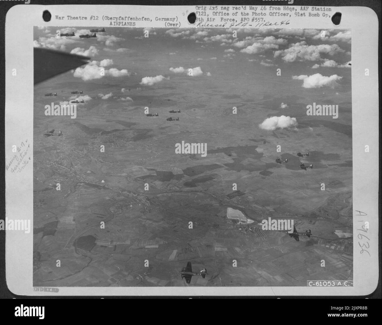 A Formation Of Boeing B-17 Flying Fortresses Of The 91St Bomb Group ...