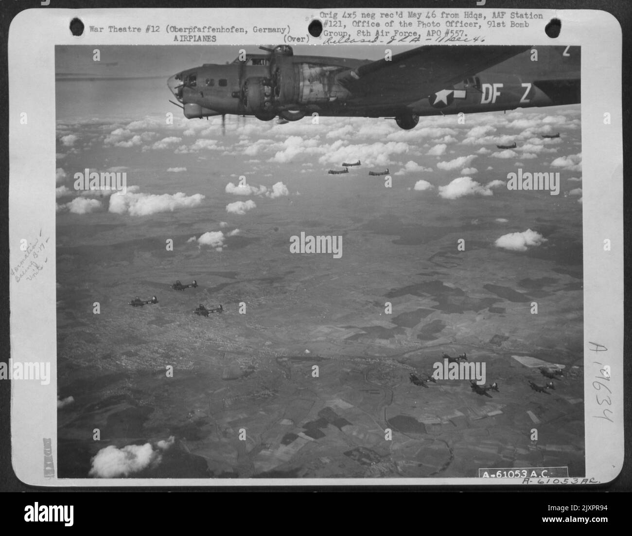 A Formation Of Boeing B-17 Flying Fortresses Of The 91St Bomb Group ...