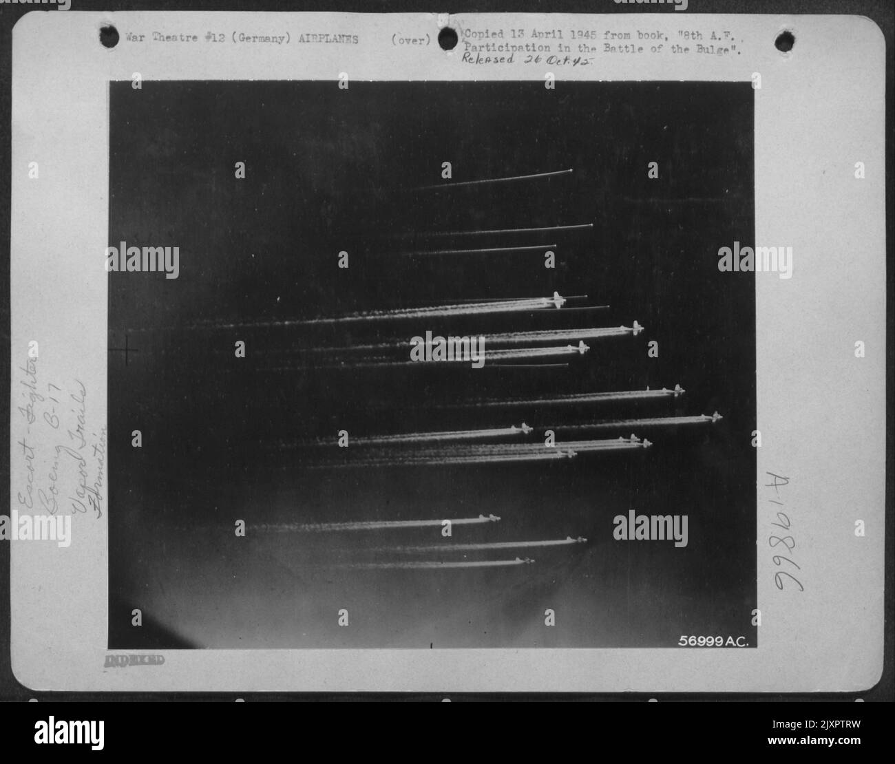 Boeing B-17 Flying Fortresses and their fighter escort heading for ...