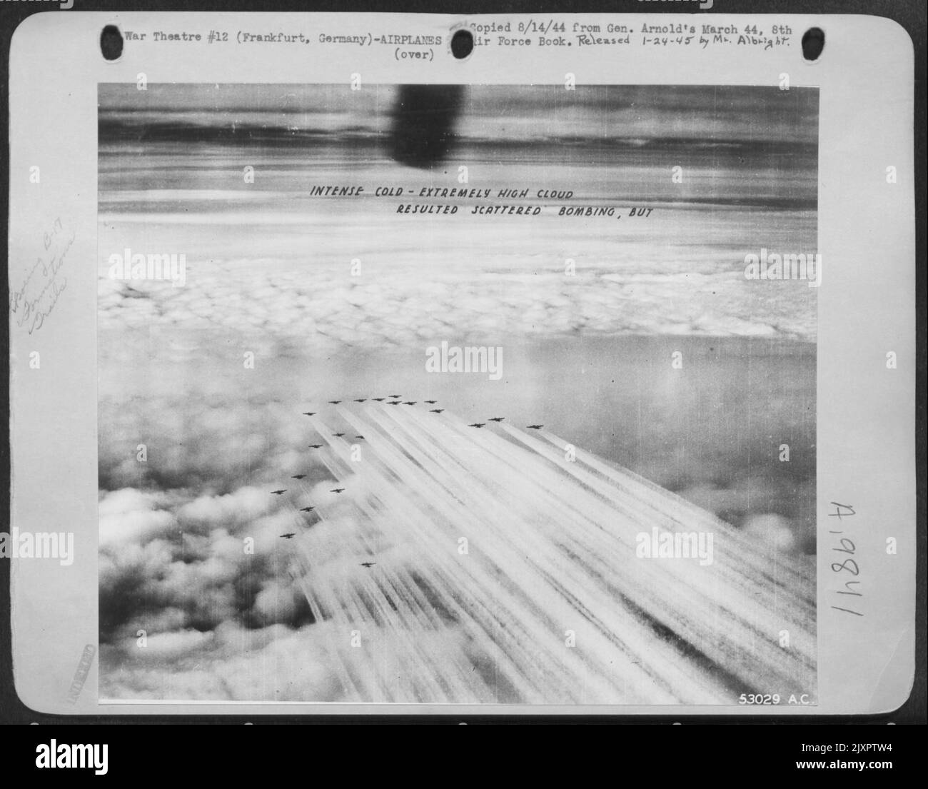 Boeing B-17 Flying Fortresses making trails while on a bombing mission ...