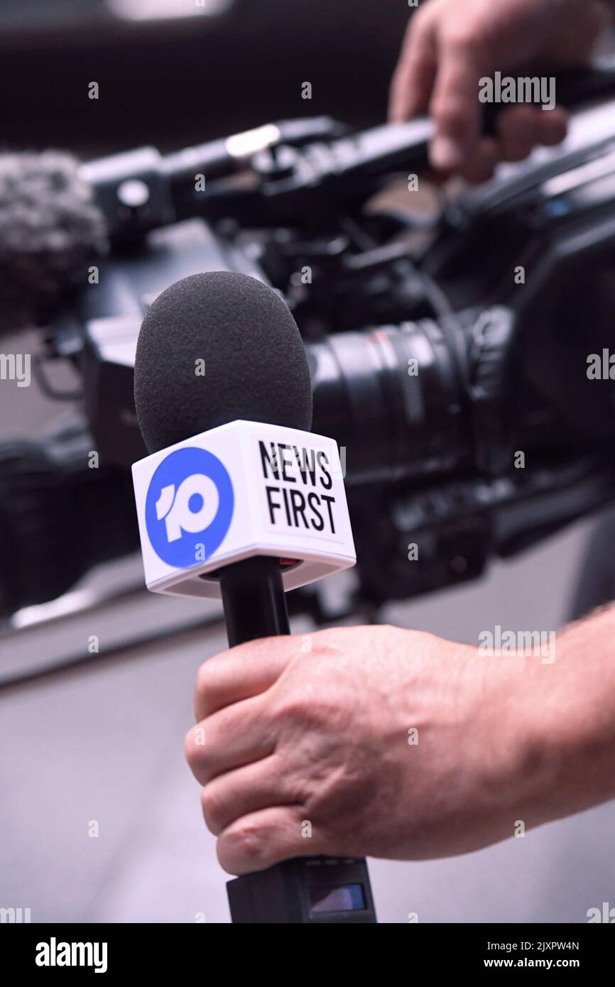 TV Network 10's new logo is seen on a microphone in Sydney, Wednesday ...