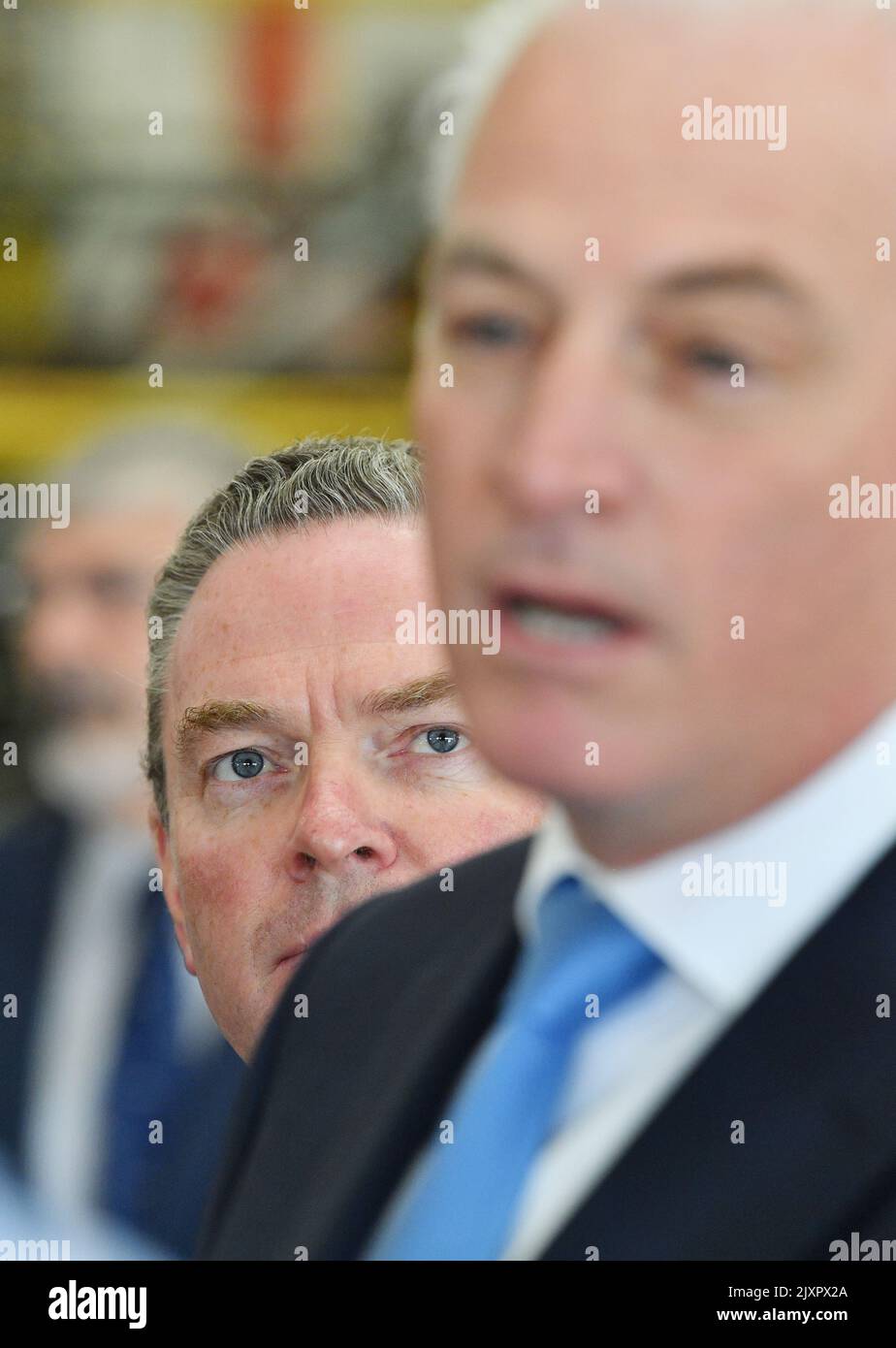 Minister for Defence Industry Christopher Pyne (left) is seen during a ...