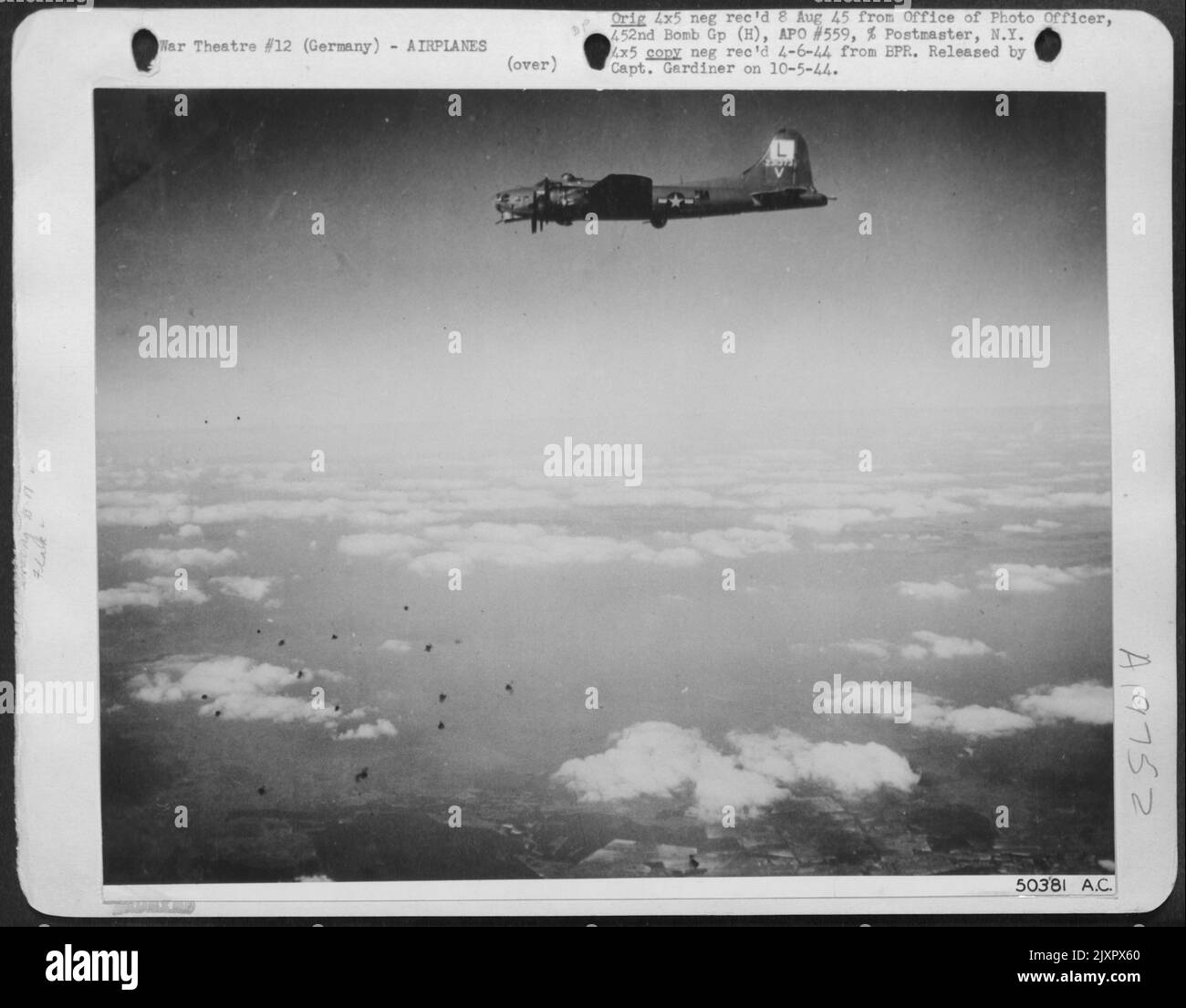 Boeing B-17 Flying Fortress of the 452nd Bomb Group, over Bremen ...