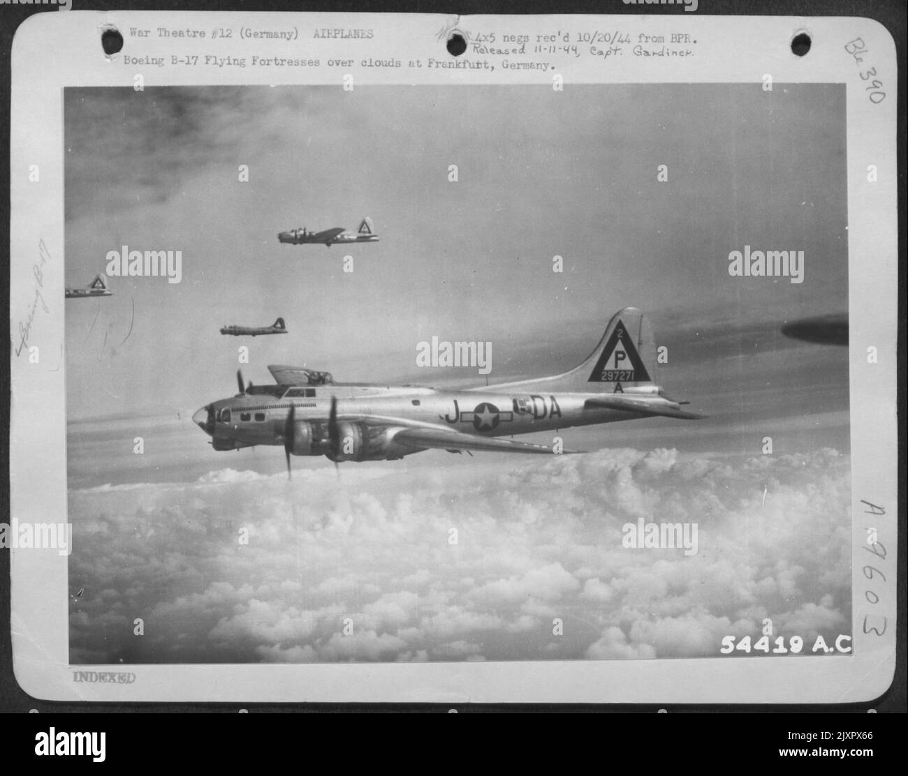Boeing B-17 Flying Fortresses over clouds at Frankfurt, Germany Stock ...