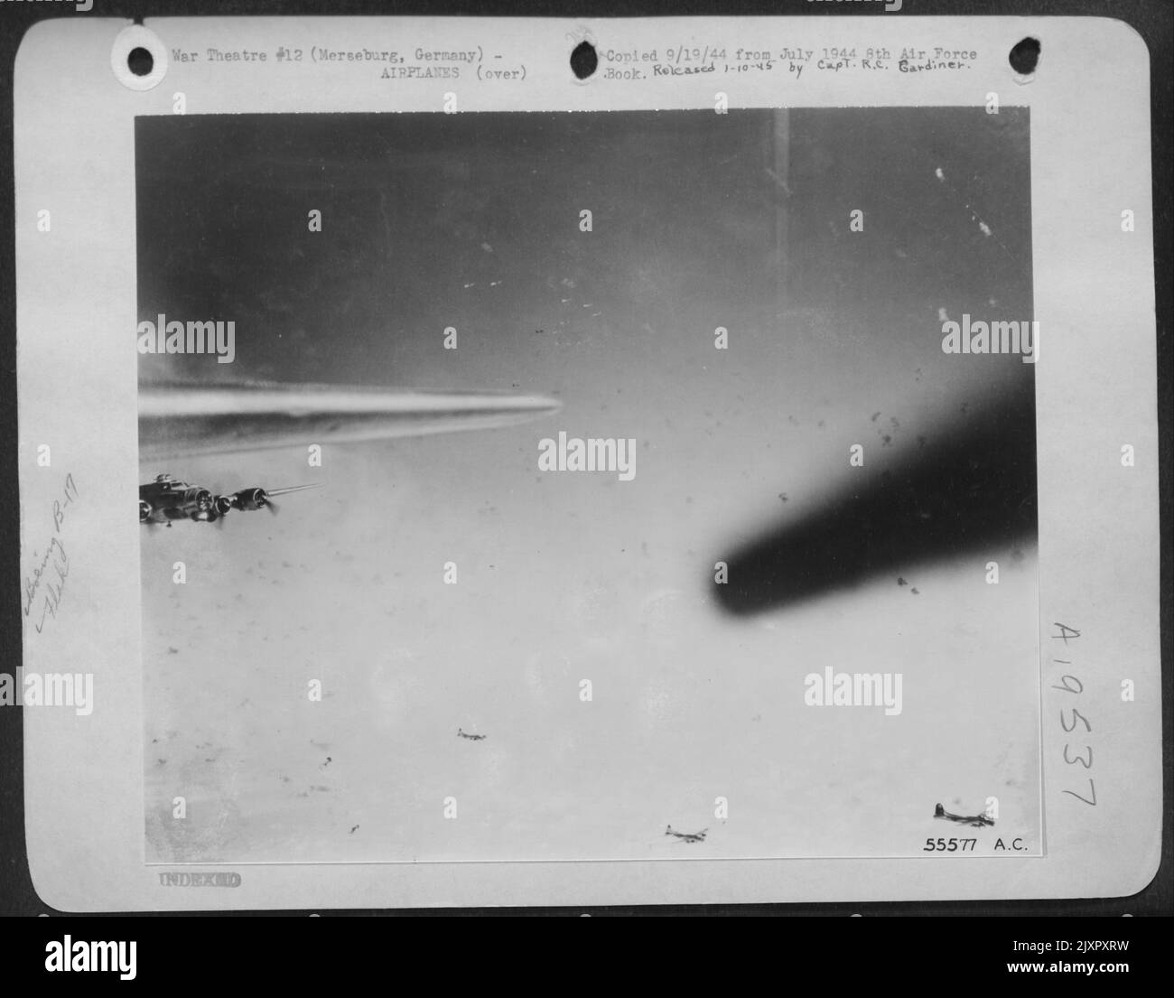 Dense barrage of flak thrown up over Merseburg, Germany. 452nd Bomb ...