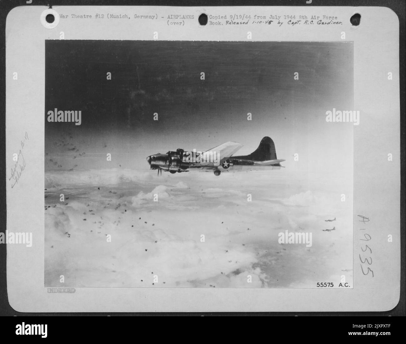 Boeing B-17 Flying Fortresses join in attack on Munich, Germahy. 452nd ...