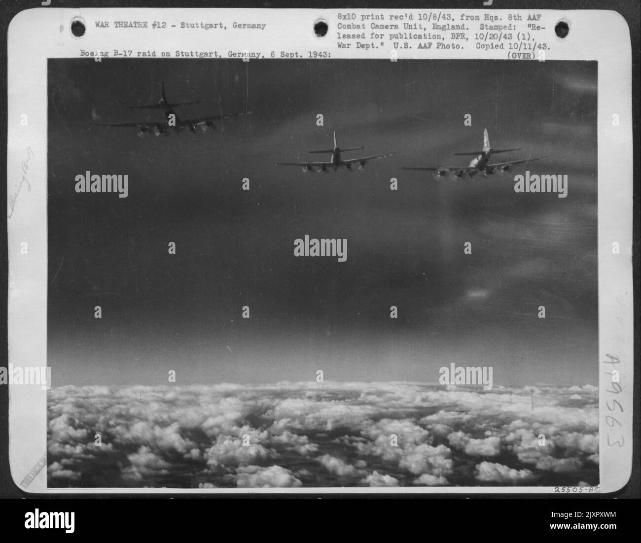 Boeing B-17 raid on Stuttgart, Germany, 6 Sept. 1943 Stock Photo - Alamy