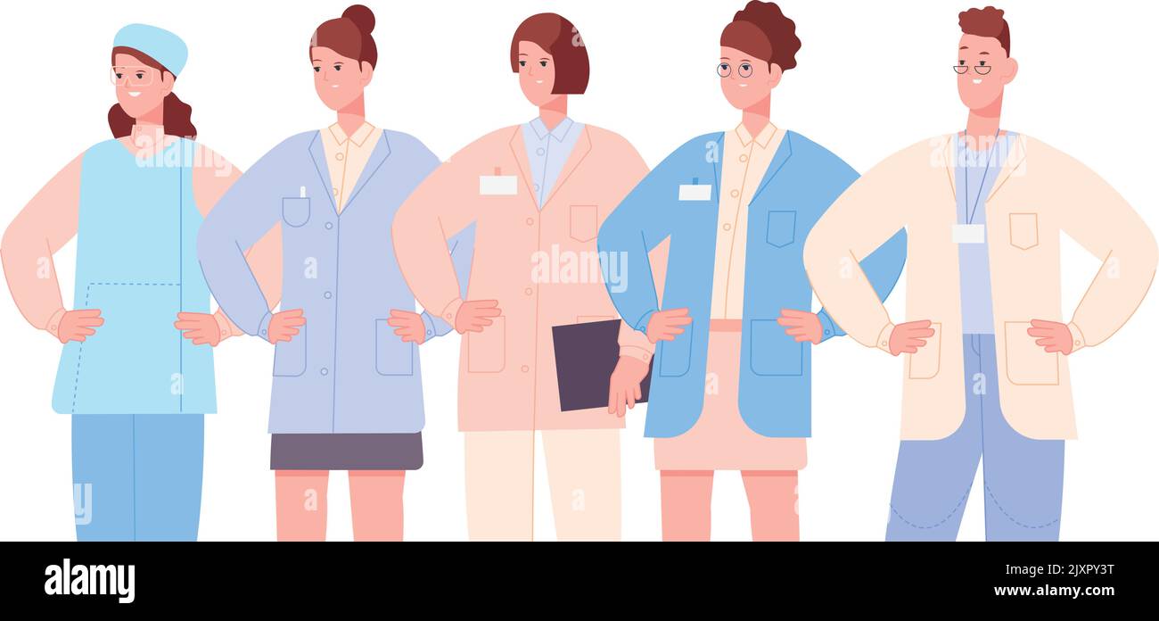 Hospital staff. People in medical coats. Doctors and nurses isolated on ...