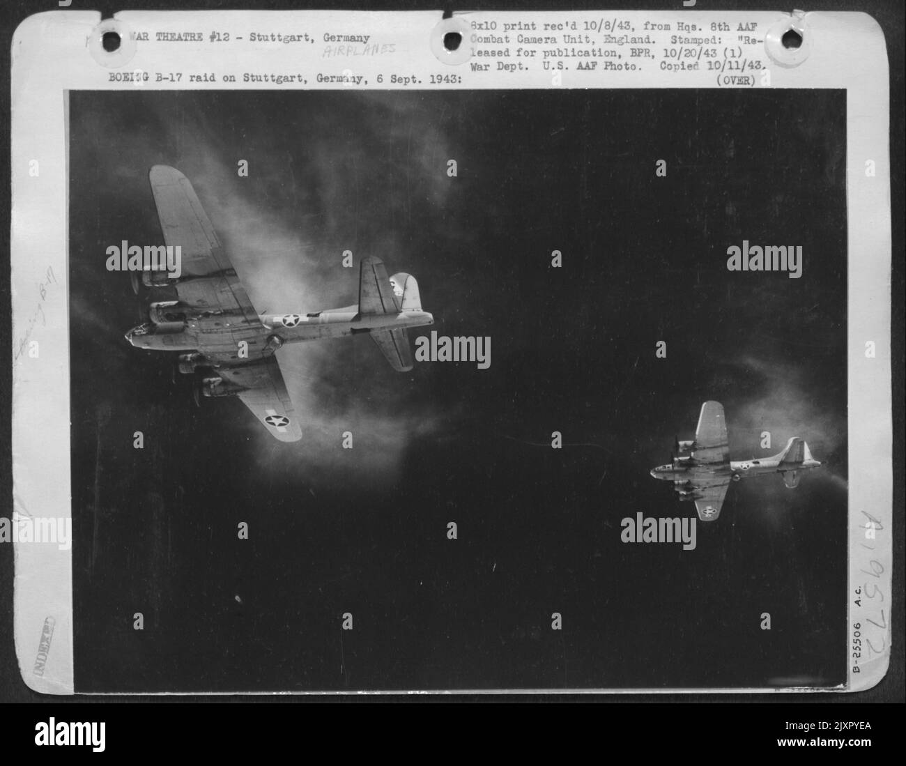 Boeing B-17 raid on Stuttgart, Germany, 6 Sept. 1943 Stock Photo - Alamy