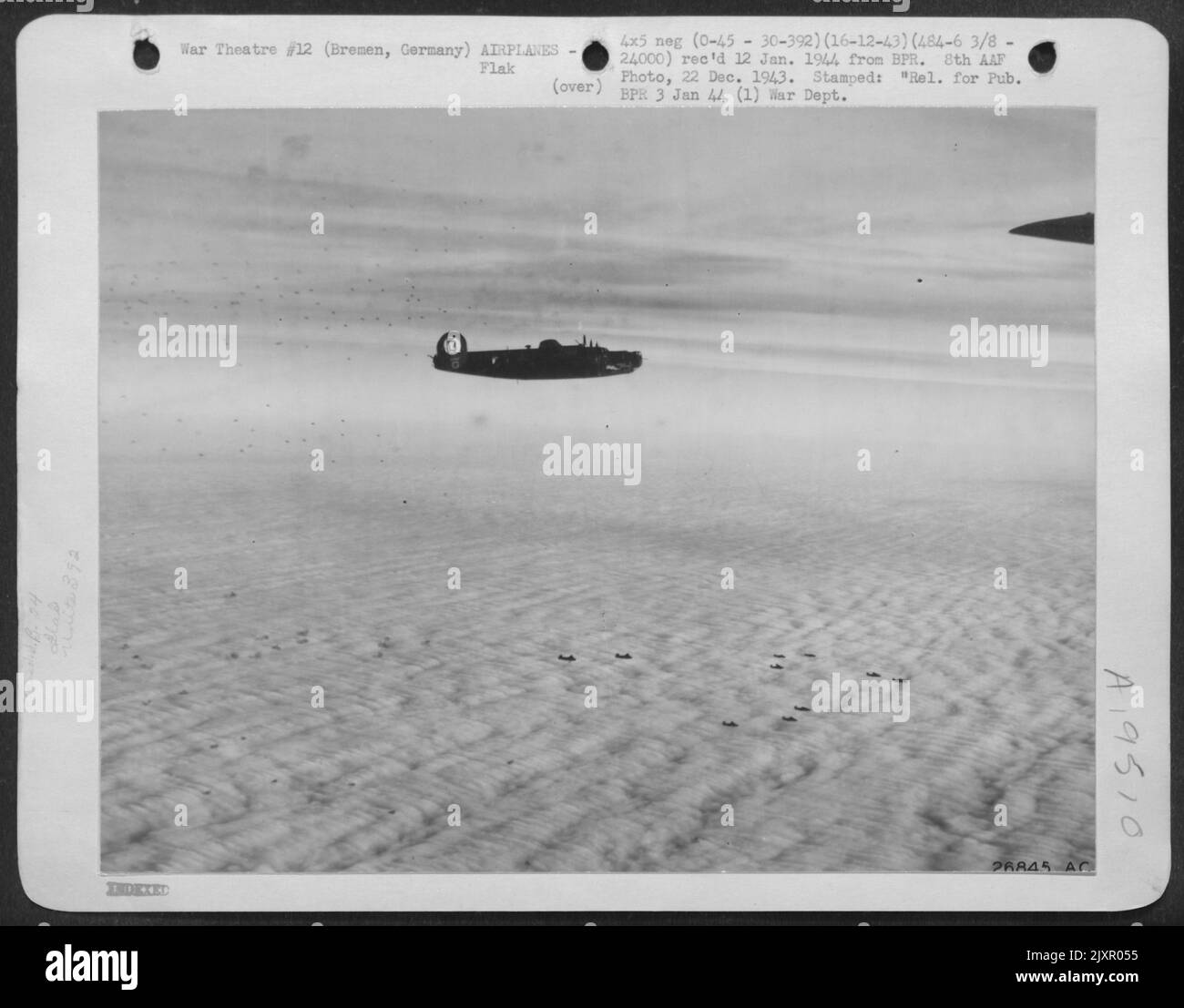 Consolidated B-24 Liberators of the 392nd Bomb Group on a raid over ...