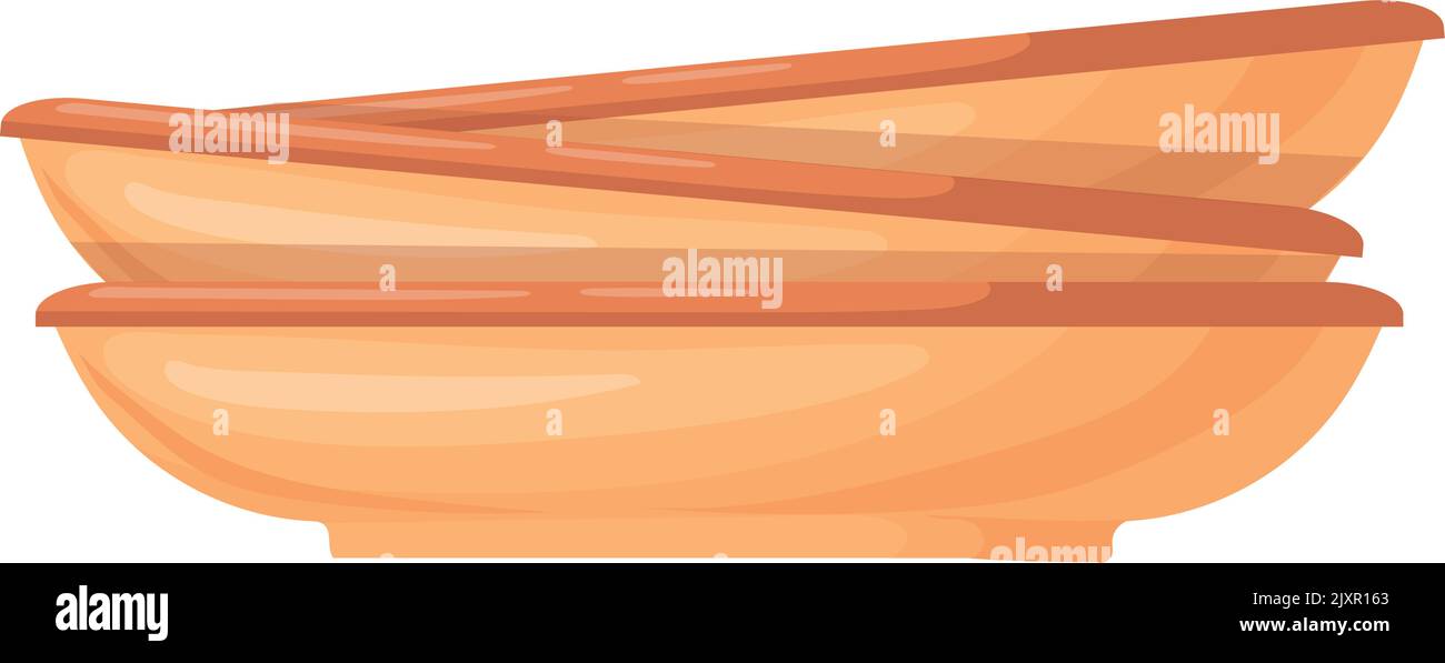 Clay plates stack. Cartoon ceramic rustic dish isolated on white ...