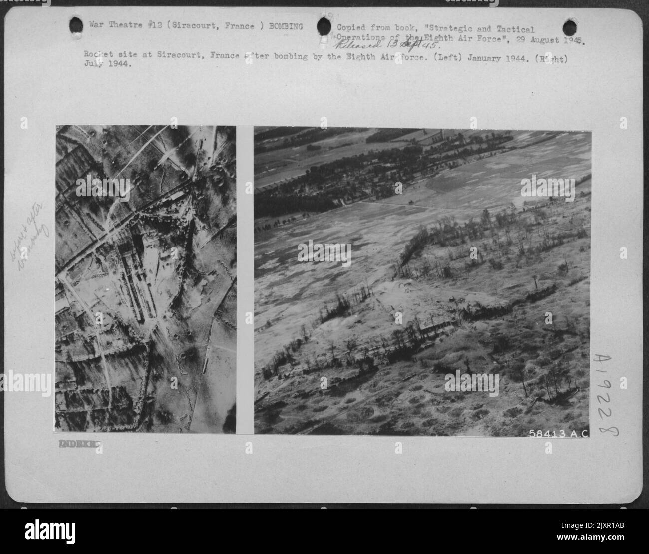 Rocket Site At Siracourt, France After Bombing By 8Th Af (Left) January ...
