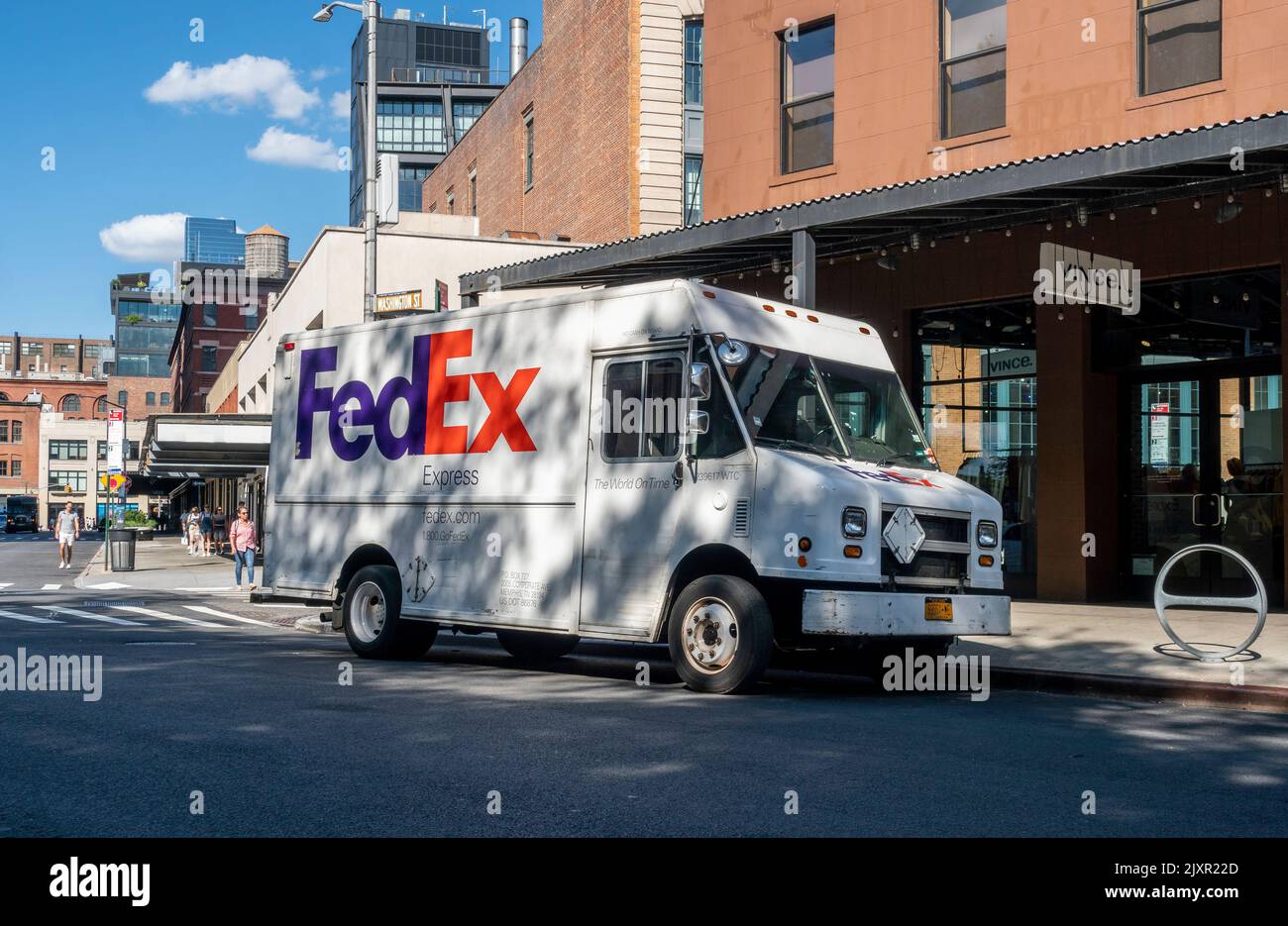 A FedEx delivery van in the Meatpacking District of New York on ...
