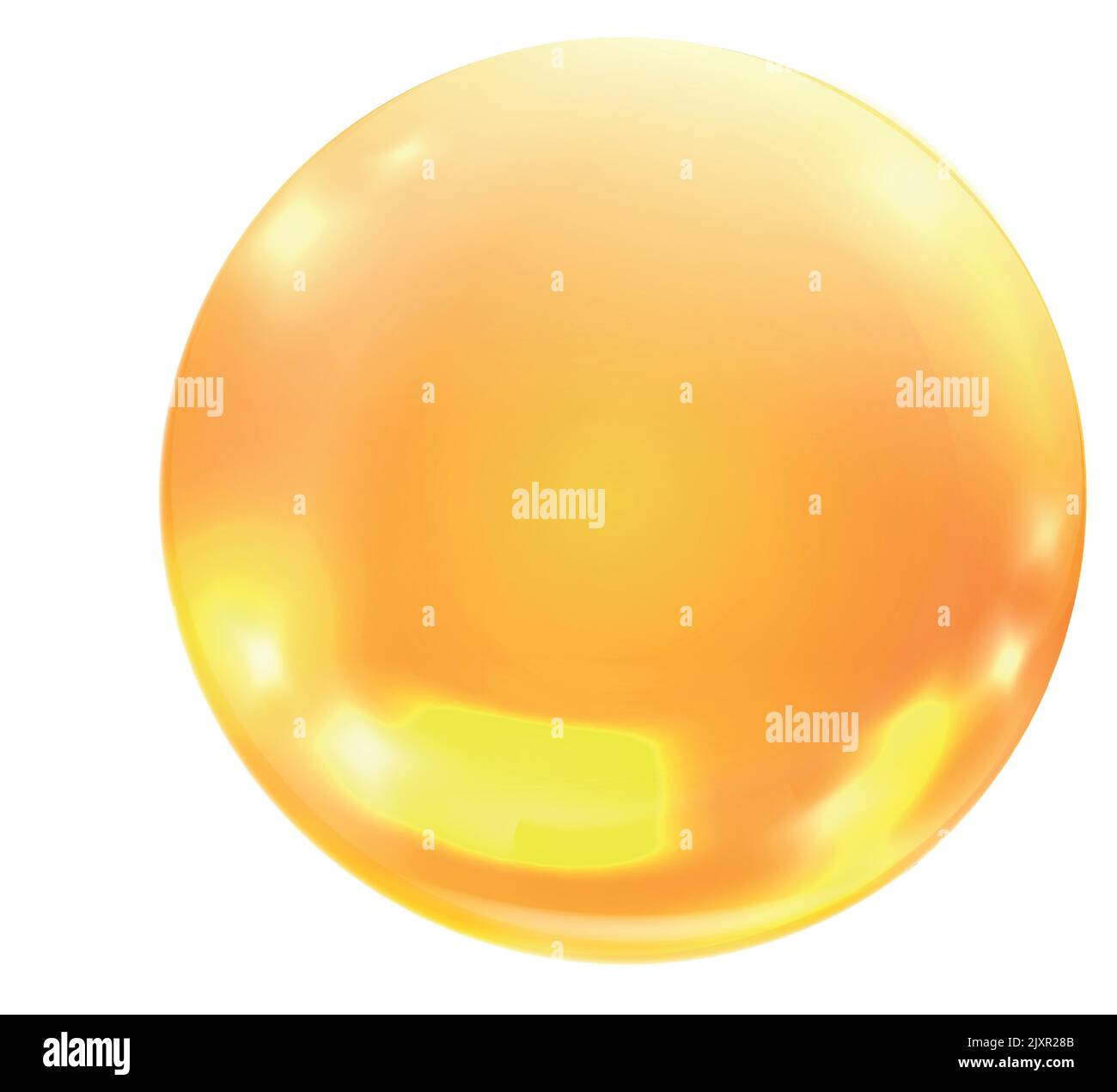 Collagen sphere. Yellow transparent glossing realistic ball isolated on ...