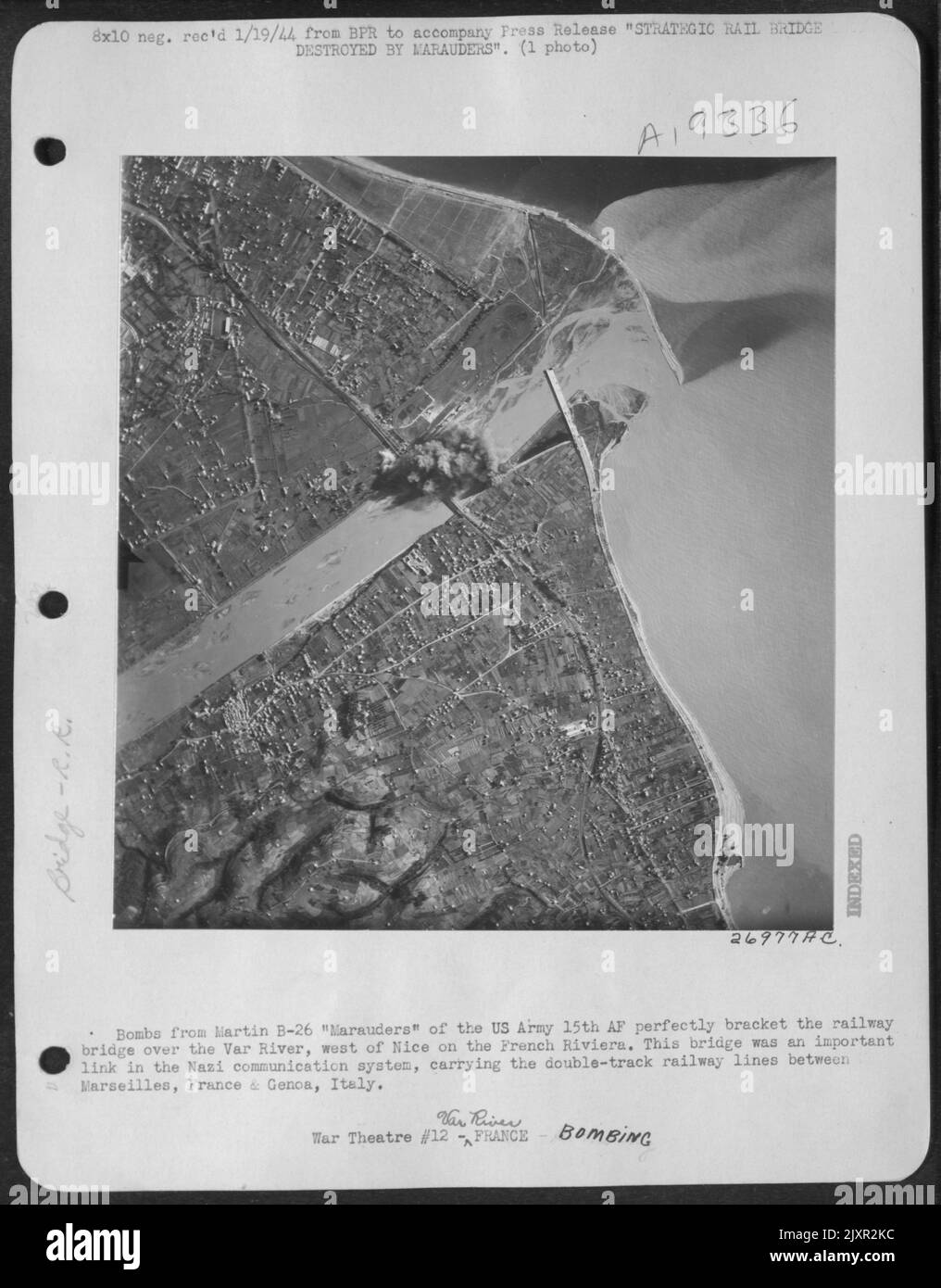 Bombs from Martin B-26 "Marauders" of the US Army 15th AF perfectly ...