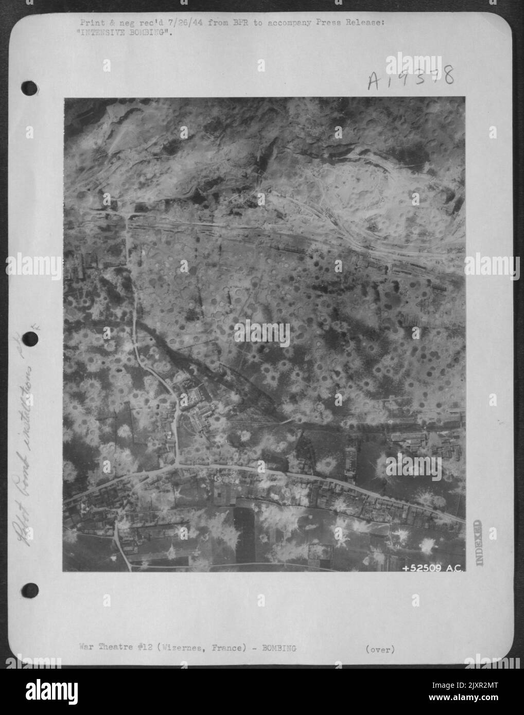 This reconnaissance photograph made over Wizernes in the Pas de Calais ...