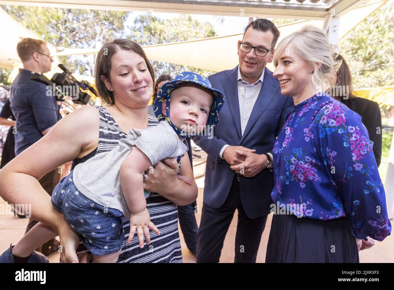 Victorian Premier Daniel Andrews (second right) and his wife Catherine ...