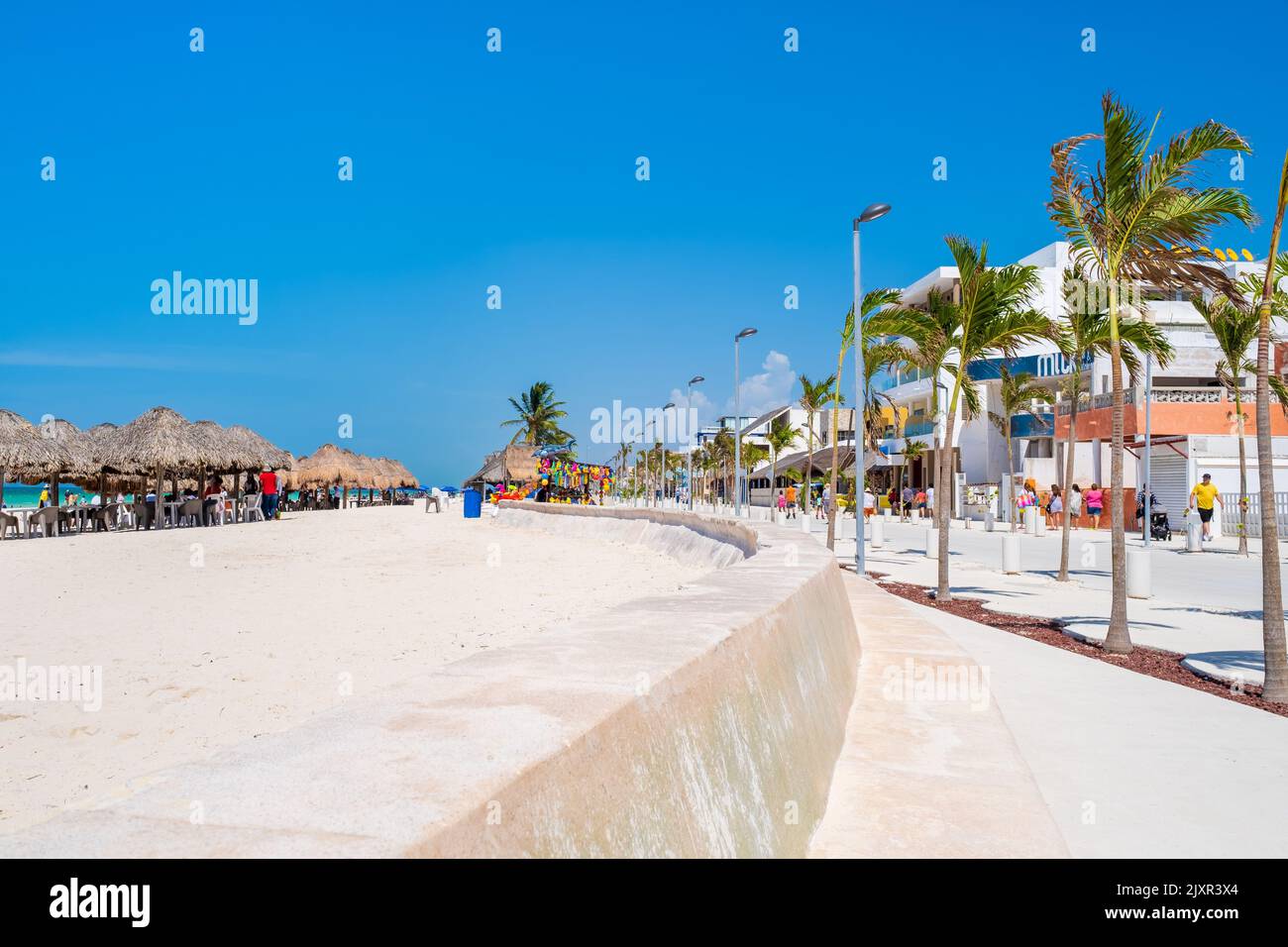 Boardwalk next to the beach at Progreso, a popular beach town near ...