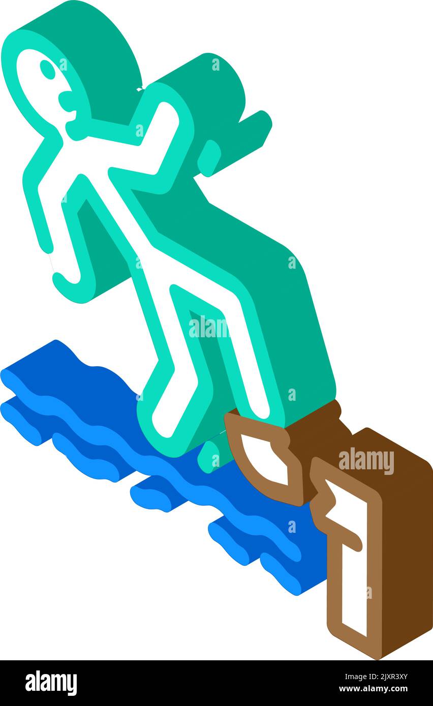 falling water man accident isometric icon vector illustration Stock ...