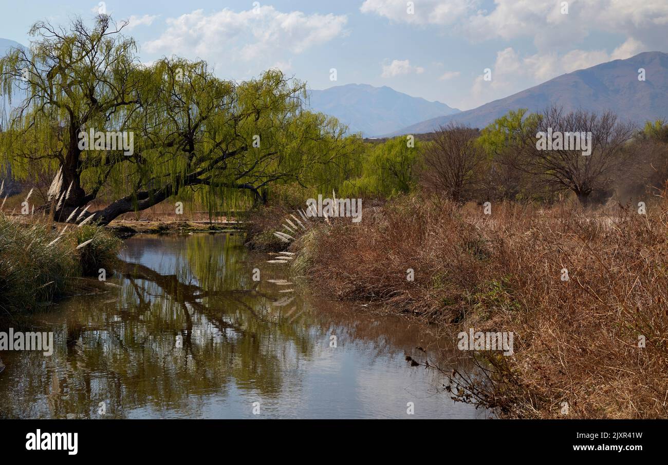 River and mountains of Capilla Del Monte, Cordoba, Argentina Stock ...