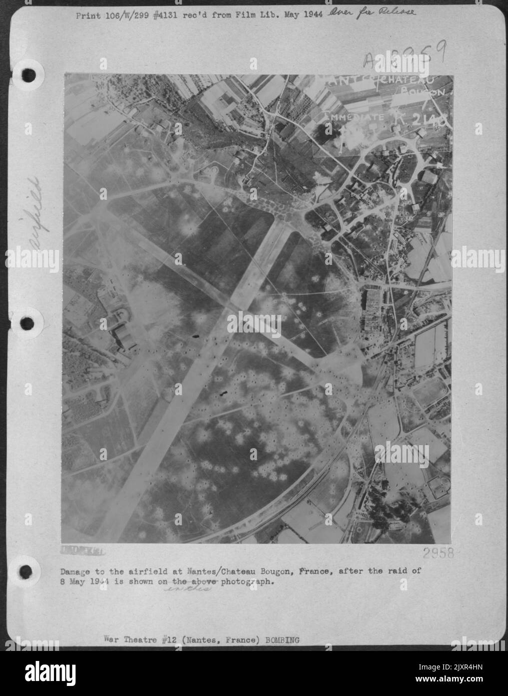 Damage To The Airfield At Nantes/Chateau Bougon, France, After The Raid ...
