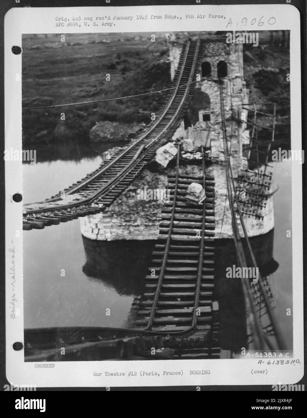 Bomb Damage To A Railroad Bridge In Paris, France. 30 Aug 1944 Stock ...
