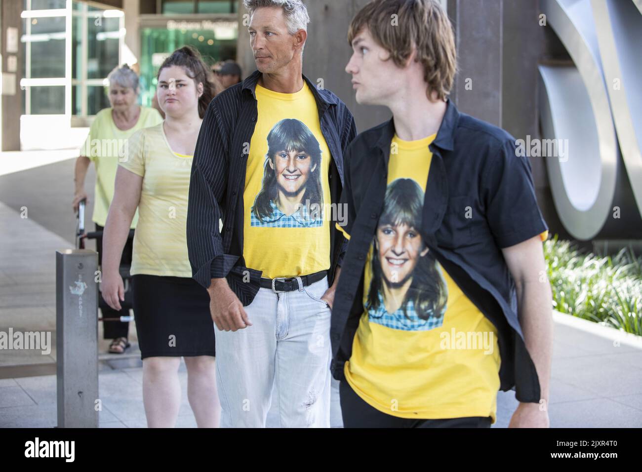 A t-shirt displaying a photograph of the victim Annette Mason is worn ...