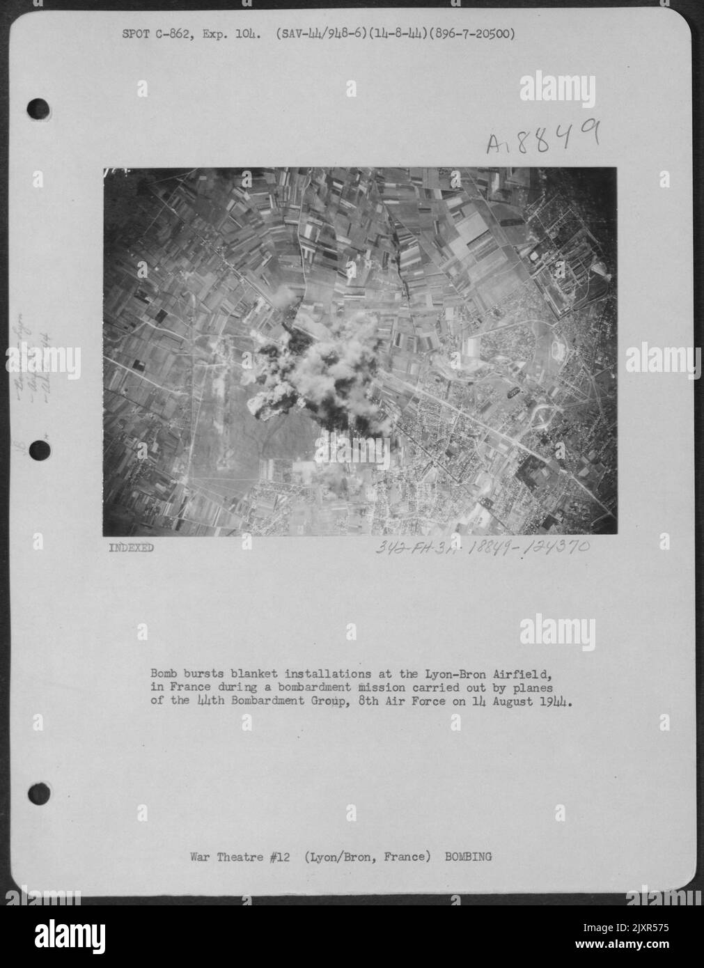Bomb Bursts Blanket Installations At Lyon-Bron Airfield, In France ...