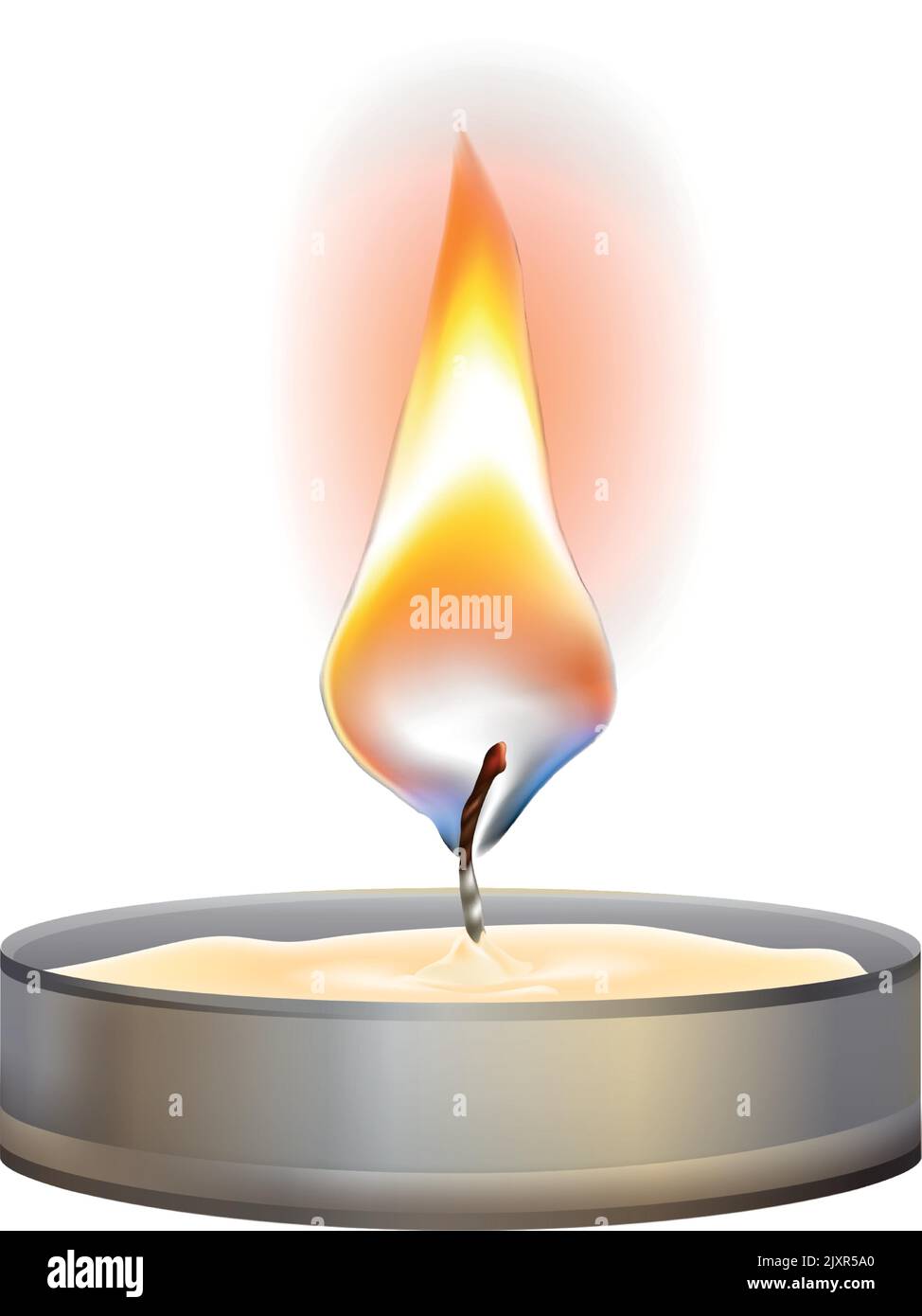 Realistic flame. Decorative candle mockup. Burning fire isolated on ...