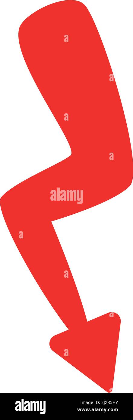 Red decline arrow. Downfall symbol. Drop indicator isolated on white ...