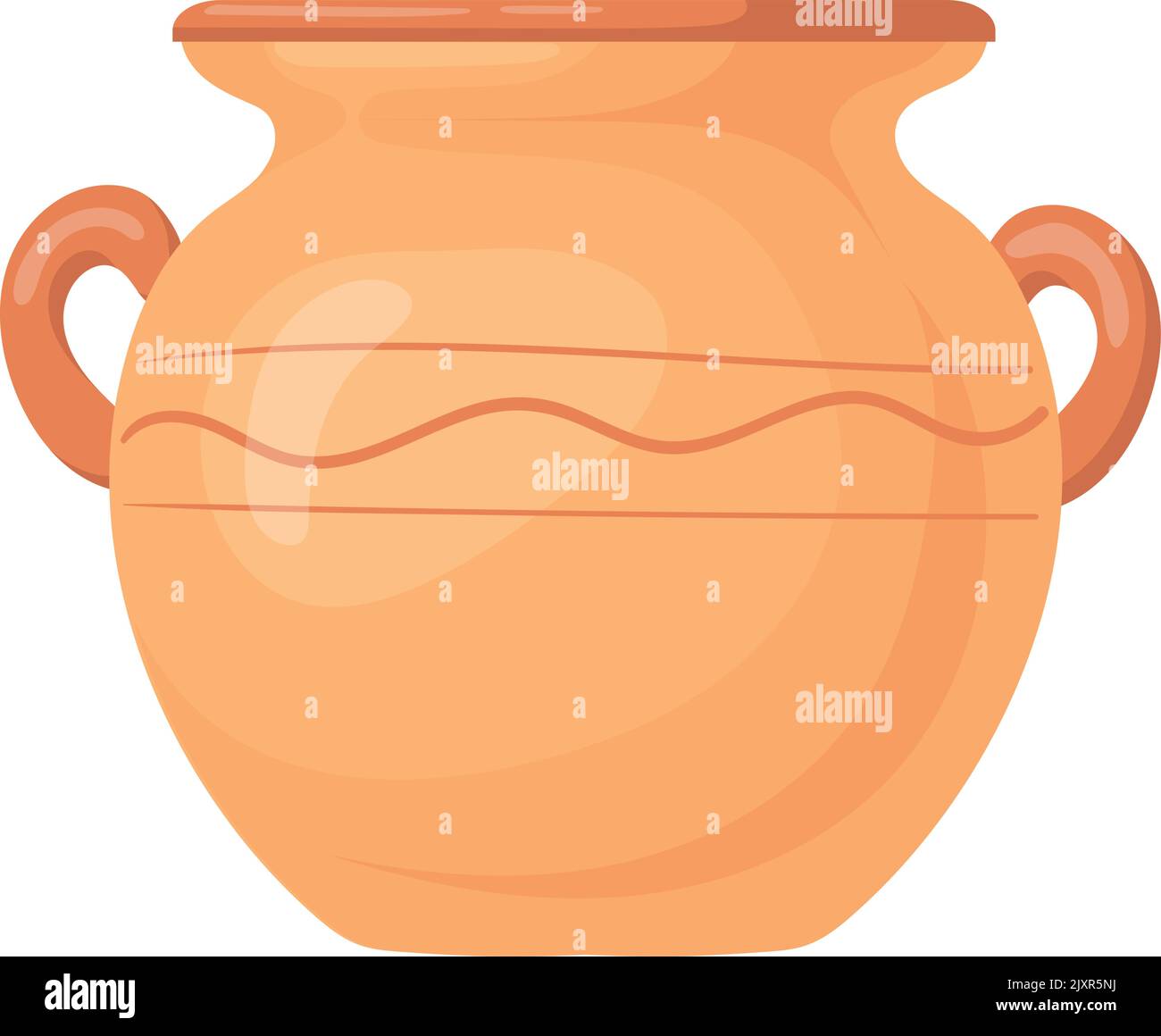 Ceramic jug. Brown clay pot. Cartoon kitchenware isolated on white ...