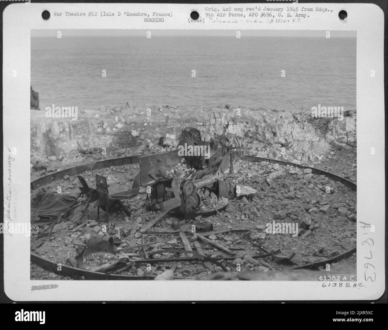 Bomb Damaged German Gun Emplacement At Isle D'Eczembre, France. 8 ...