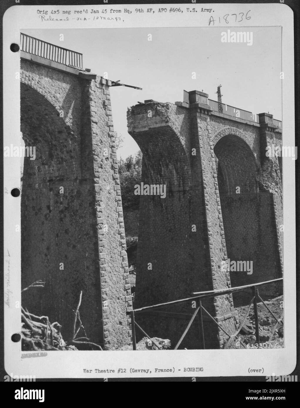 Bomb Damage To Railroad Bridge At Gavray, France. 1 August 1944 Stock ...