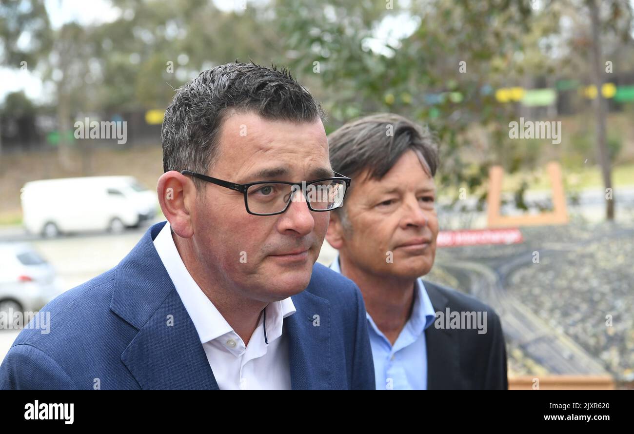 Victorian Premier Daniel Andrews (left) and Minister for Roads Luke ...