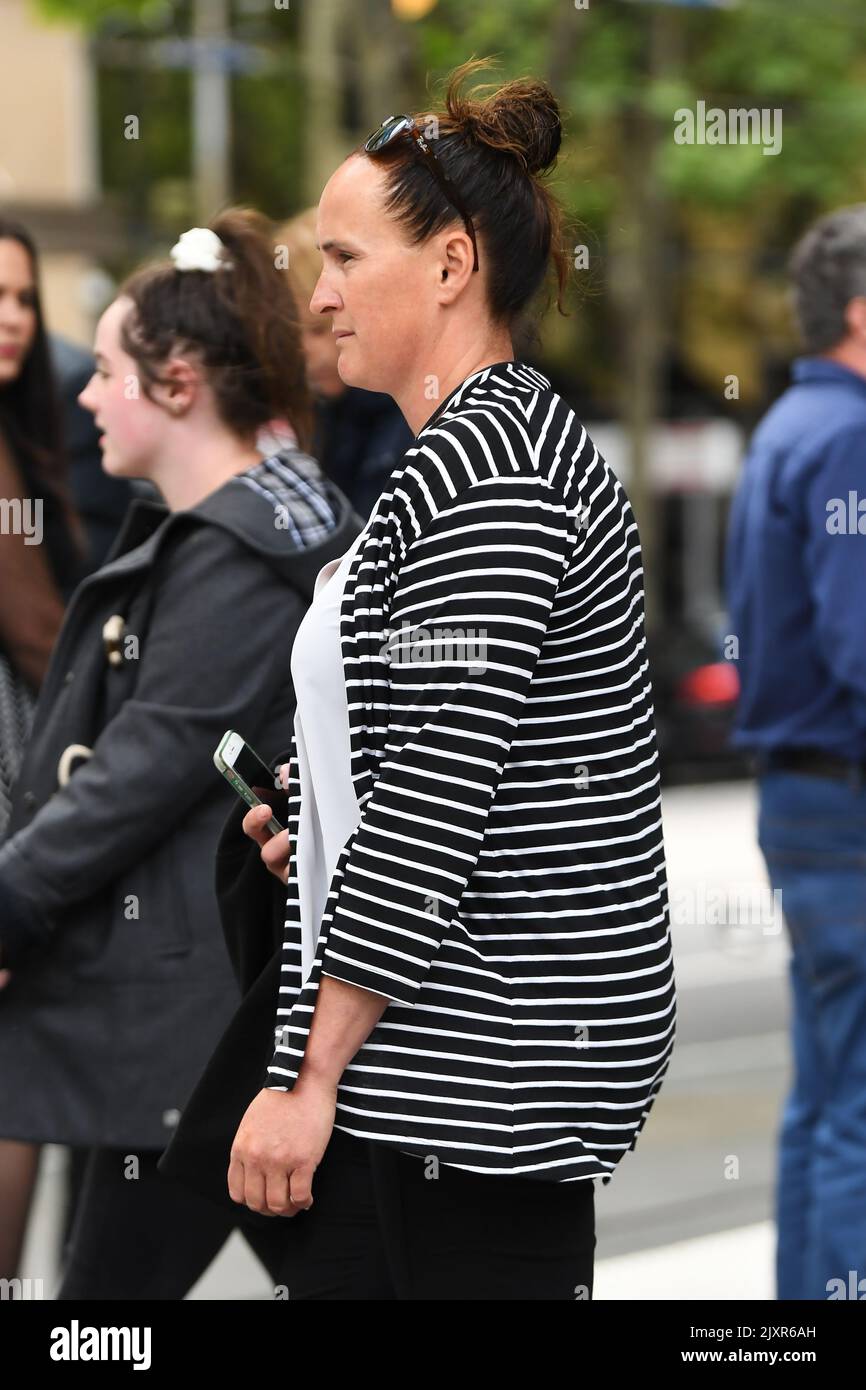 Corinna Horvath (centre) is seen outside of the County Court of ...
