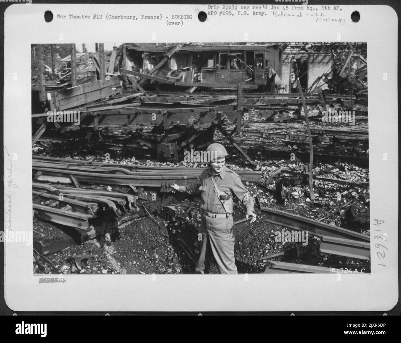 Bomb Damage To Railroad Yards At Cherbourg, France. 3 August 1944 Stock ...