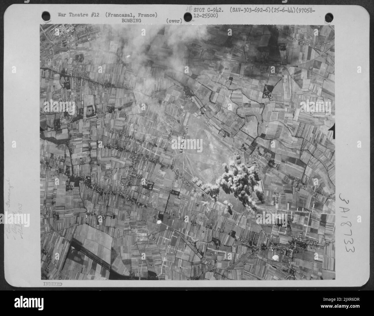 Bomb Bursts On Installations At Francazal Airdrome, France During A ...