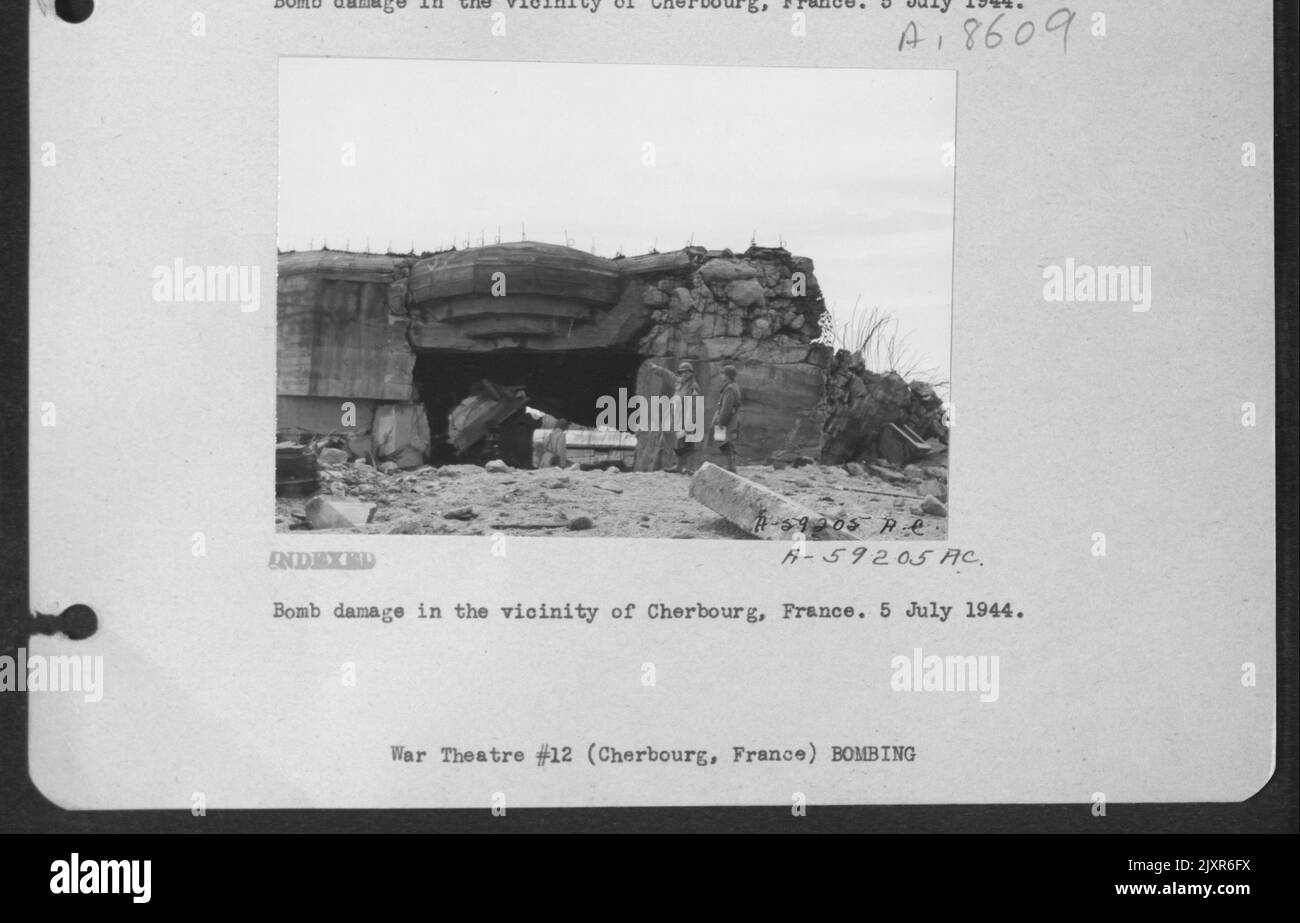 Bomb Damage In The Vicinity Of Cherbourg, France, 5 July 1944 Stock ...