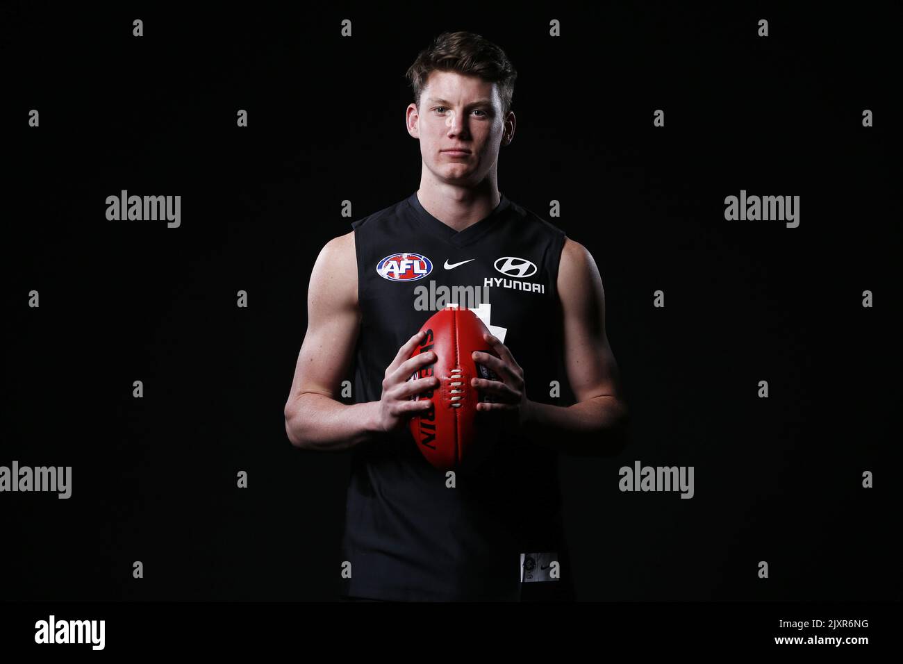 Number 1 draft pick Sam Walsh of the Blues poses for a photograph ...