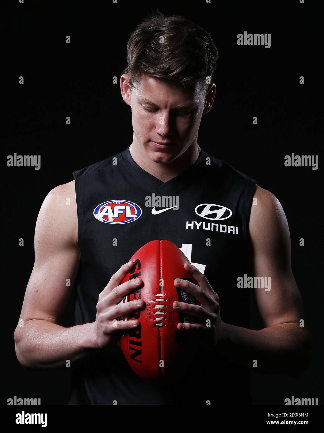 Number 1 draft pick Sam Walsh of the Blues poses for a photograph ...