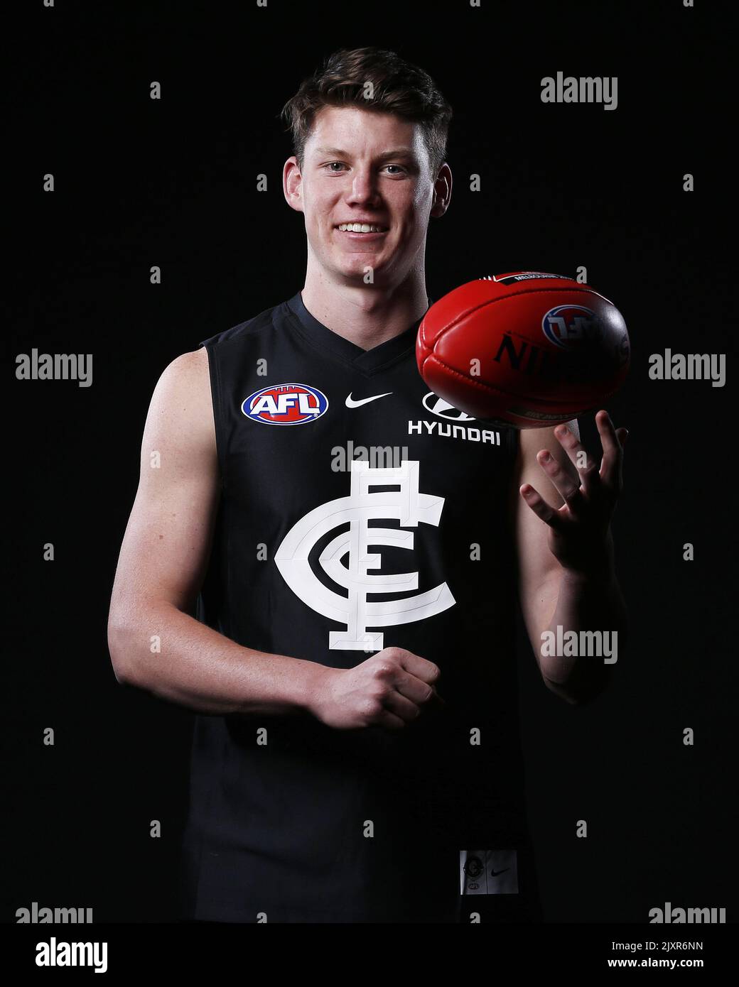 Number 1 draft pick Sam Walsh of the Blues poses for a photograph ...