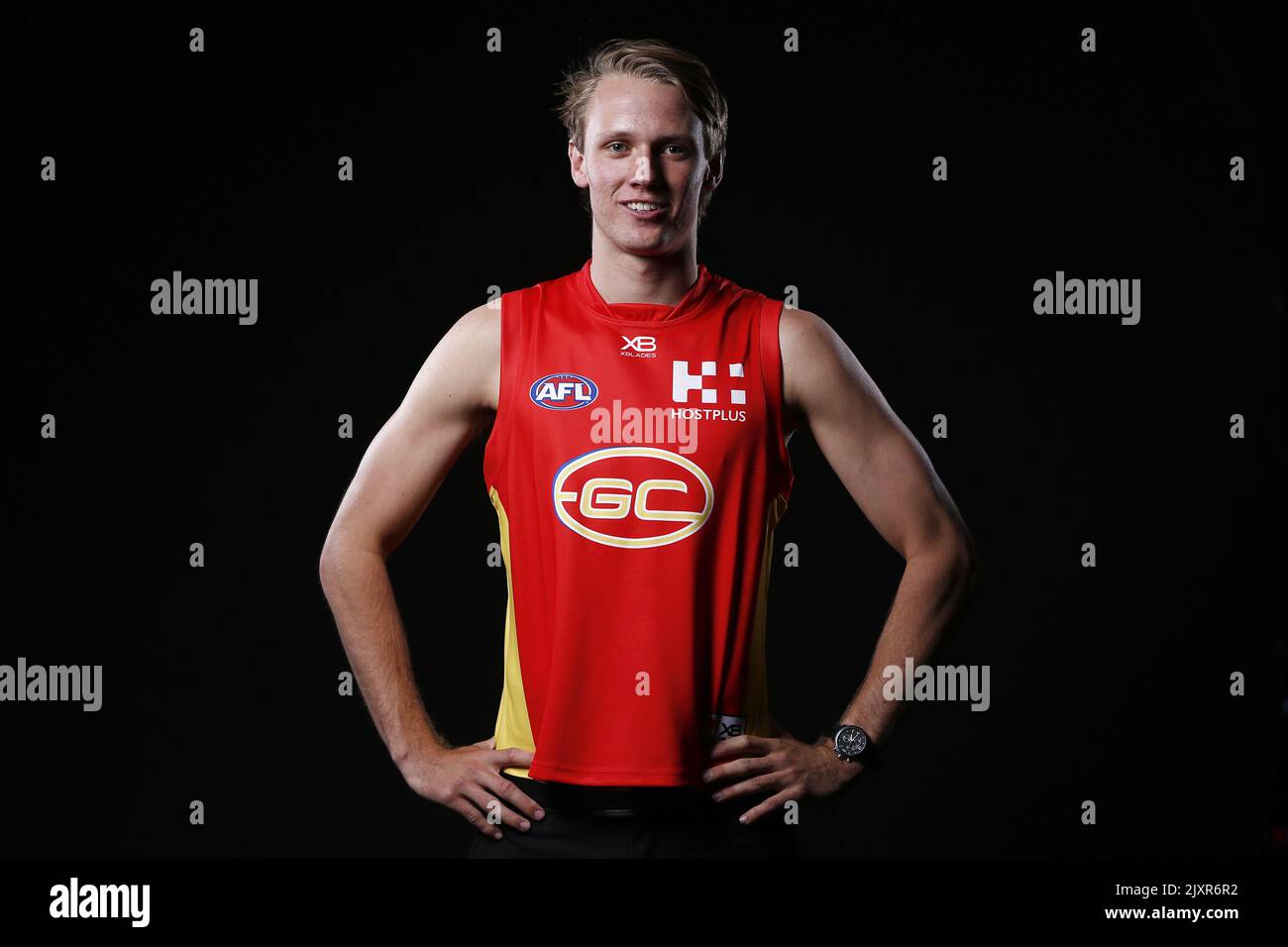 Number 2 draft pick Jack Lukosius of the Suns poses for a photograph ...
