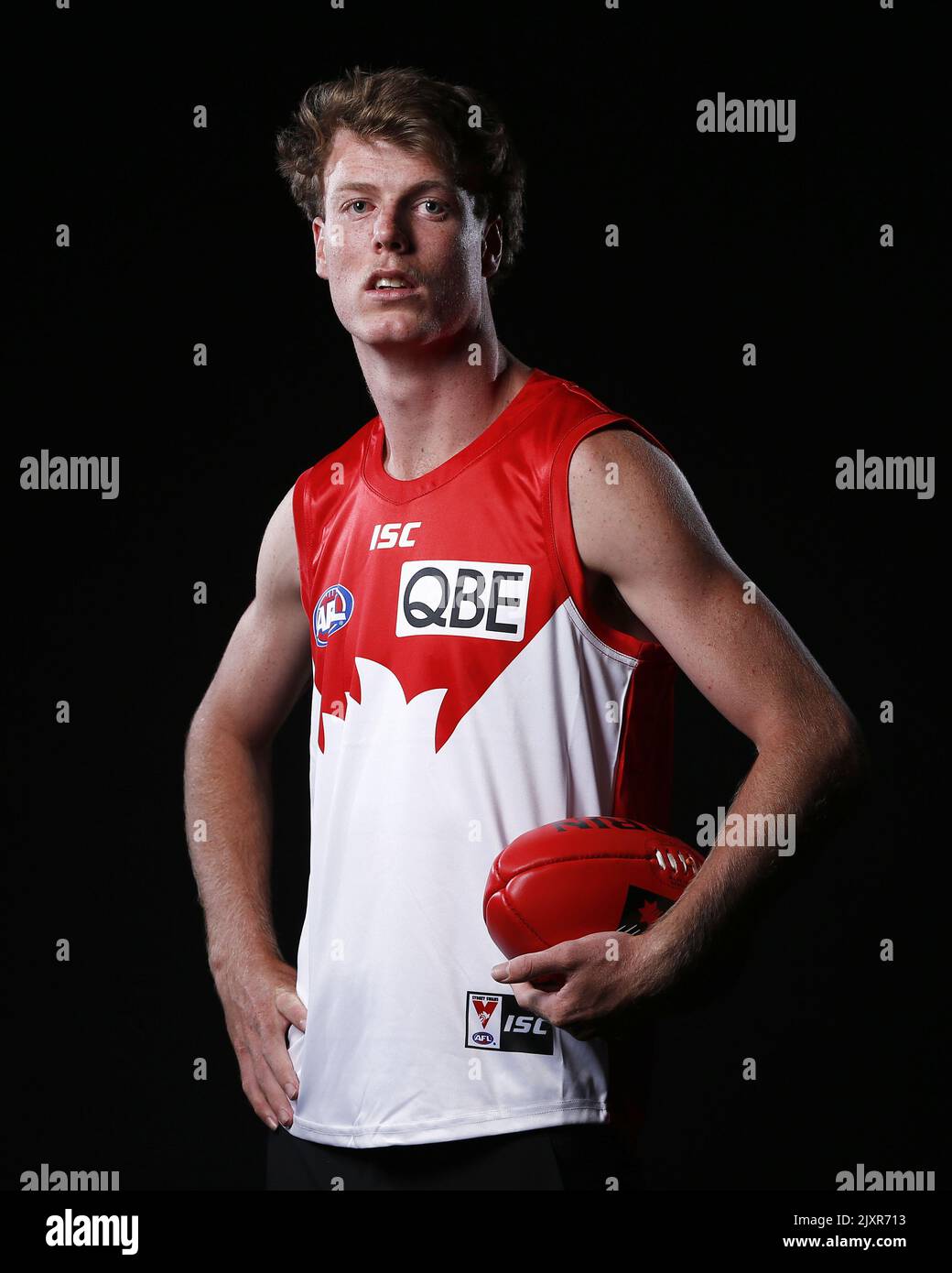 Number 10 draft pick Nick Blakey of the Swans poses for a photograph ...