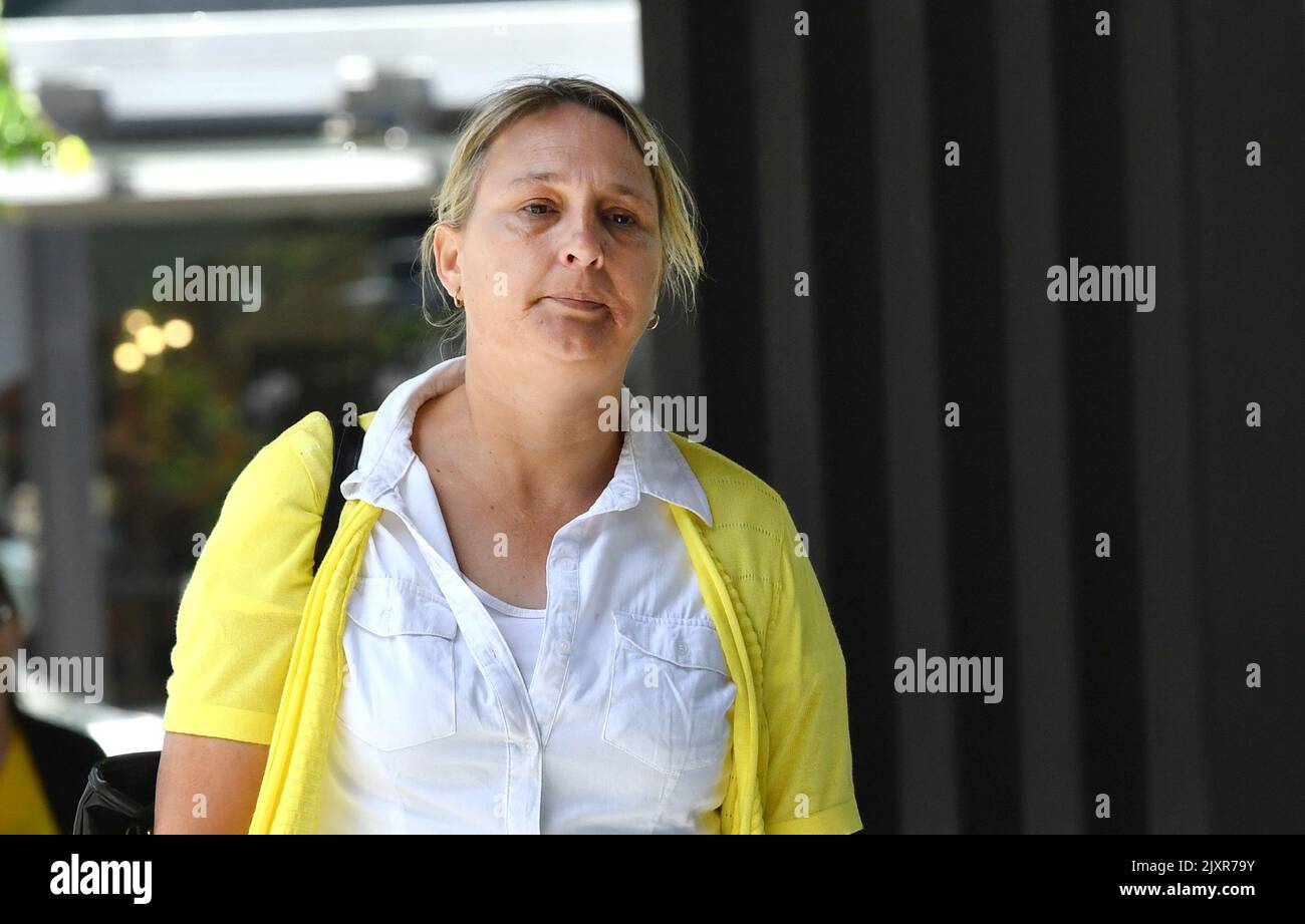 Linda Mason, the sister of victim Annette Mason, is seen arriving at ...